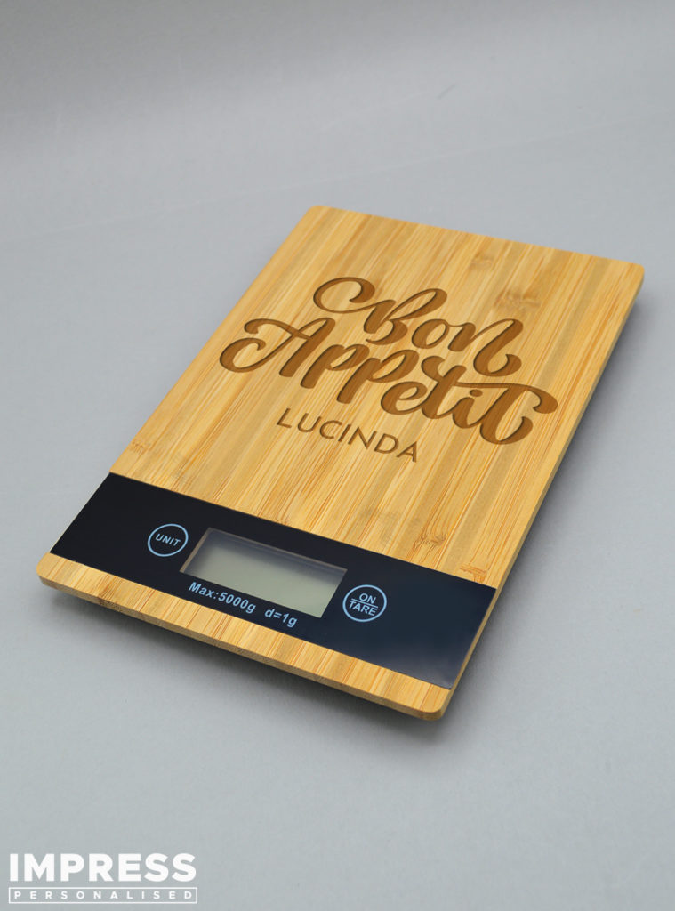 Bamboo Kitchen Scales “Bon Appetit” – Impress Personalised Gifts
